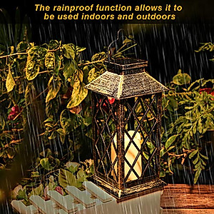 Solar Lantern, IMAGE Solar Outdoor Lantern Waterproof and Durable, led Flicking Flameless Candle Mission Lights, Solar Hanging Lights for Patio, Pathway, Yard and Festival Decoration Amber Yellow