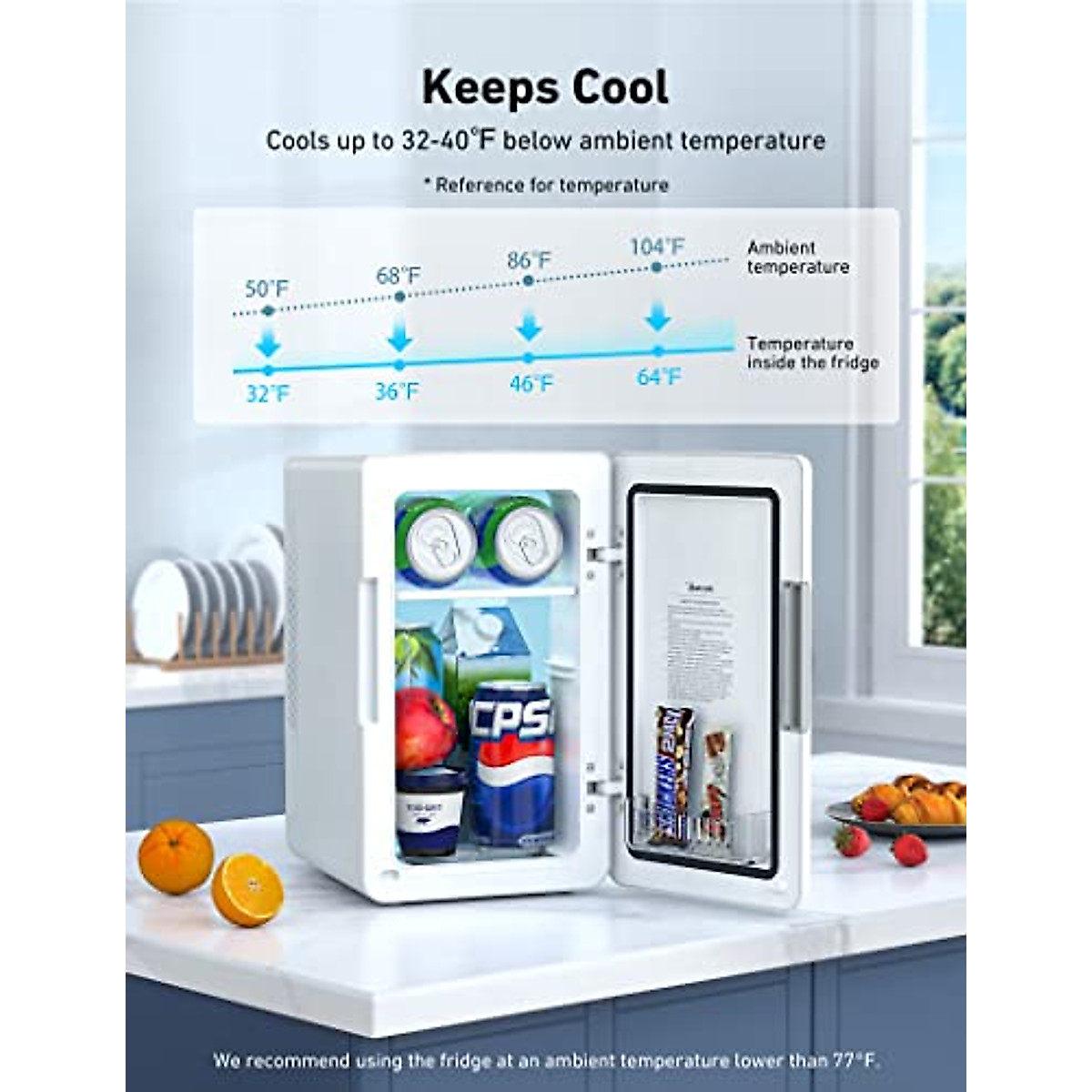 AstroAI Mini Fridge 2.0, 6 Liter/8 Cans Skincare Fridge 110V AC/ 12V DC Portable Thermoelectric Cooler and Warmer Refrigerators for Bedroom, Beverage, Cosmetics (Pearl)