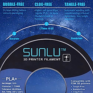 SUNLU PLA+ Filament 1.75mm 10KG PLA Plus 3D Printing Filament for 3D Printer & 3D Pens Tolerance Accuracy +/- 0.02 mm, 11x1KG (3 Colors)