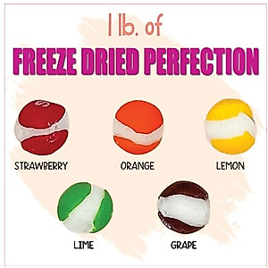 Fruit Crunch Original Candy Freeze Dried 16 oz 1 pound - Assortment Strawberry, Orange, Lemon, Grape, Lime Flavors Large 1lb Big Bag Pouch - Ideal Gift Snack 16oz