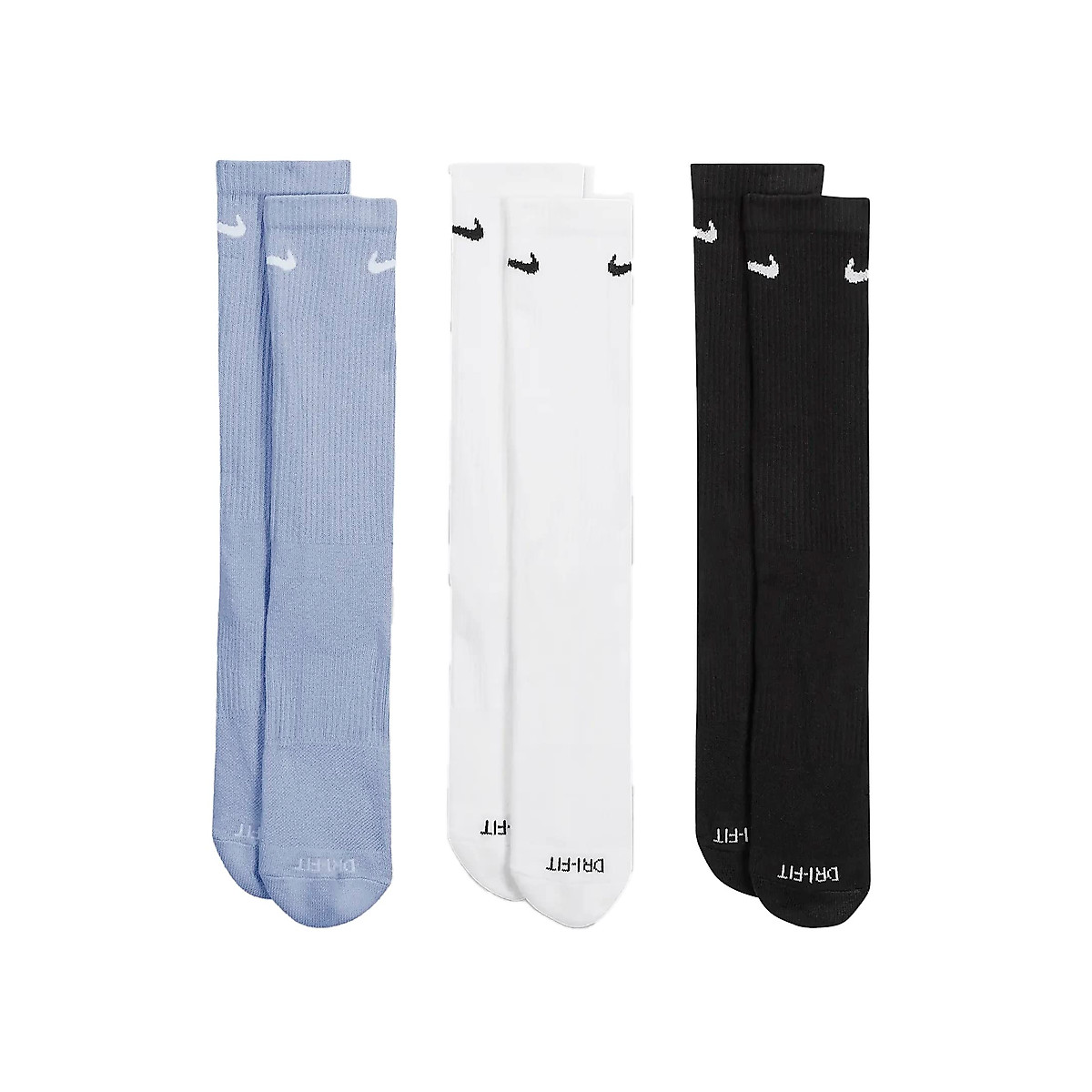 Nike Men`s Everyday Plus Cotton Cushioned Training Crew Socks 3 Pack (Multi(SX6888-922)/W, Large)