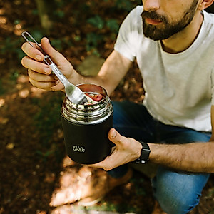 Esbit Stainless Steel Vacuum Food Jug with Double-Wall Insulation, Pressure Release and Bowl Lid - 1 Liter