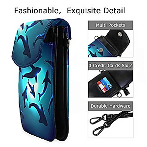 MAPOLO Underwater Sharks Small Crossbody Bag Cell Phone Purse Wallet for Women Girls