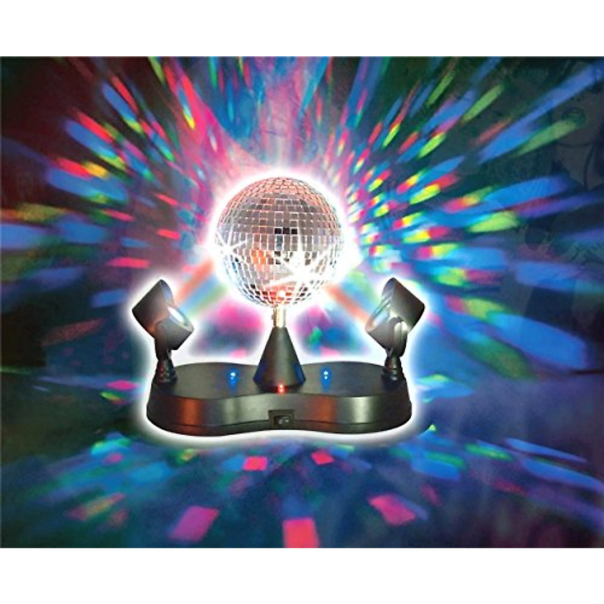 Lightahead LED Peak Due Rotating Mirror Disco Ball with 2 Adjustable LED Light Projector Lamps