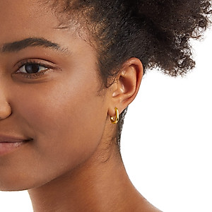 Amazon Essentials 14K Gold Plated Modern Oval Hoop 15mm, Yellow Gold