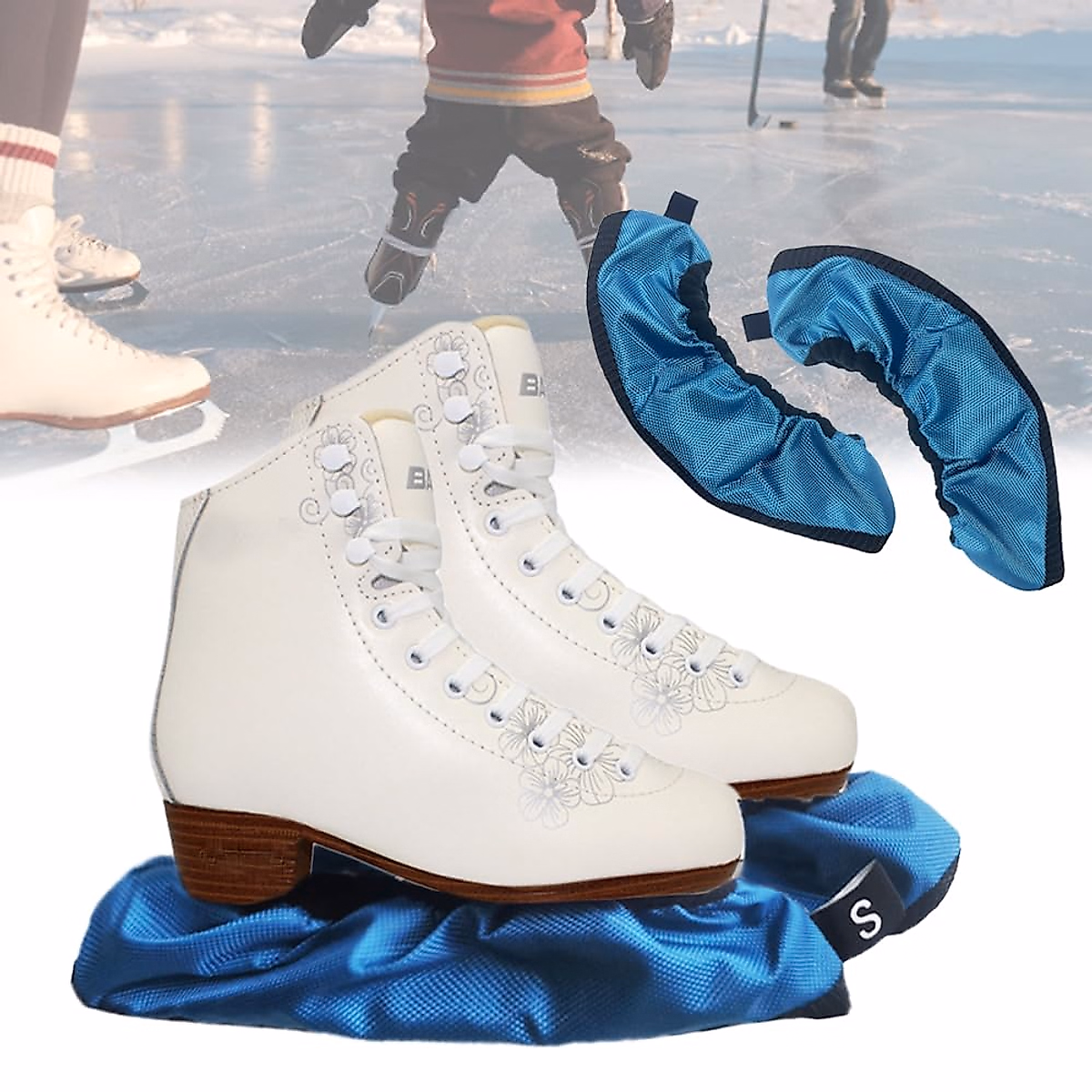 Ice Skate Guards Covers - Skating Soakers Blade Cover Blades Protector for Hockey, Figure, Short Track Speed Skating, Curling Competition, 2 Pcs (M)