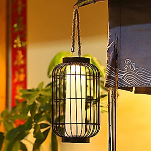 baterysu Large Outdoor Solar Lanterns Hanging Light Waterproof LED Garden Lights solar powered Retro Metal Auto On Off Table Lamp for Garden Patio Porch Lawn Pathway Walkway Tabletop Decorative(Black)