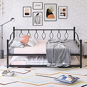 LUSPAZ Full Size Extendable Bed with Pop Up Trundle, Twin to King Daybed with Pull Out Trundle for Adults, Kids