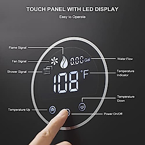 Tankless Water Heater, Camplux Constant Propane Water Heater, 3.18 GPM On Demand Water Heater, Instant Hot Water Heater, Indoor, Black