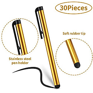 30 Pieces Stylus Pens Capacitive Slim Stylus Pens for Universal Touch Screens Devices, Compatible with iPhone, iPad, Tablet (10 Colors)