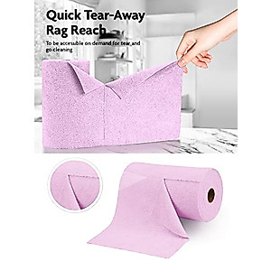 Fantasticlean Microfiber Cleaning Cloth Roll -75 Pack, Tear Away Towels, 12" x 12", Reusable Washable Rags (Purple)