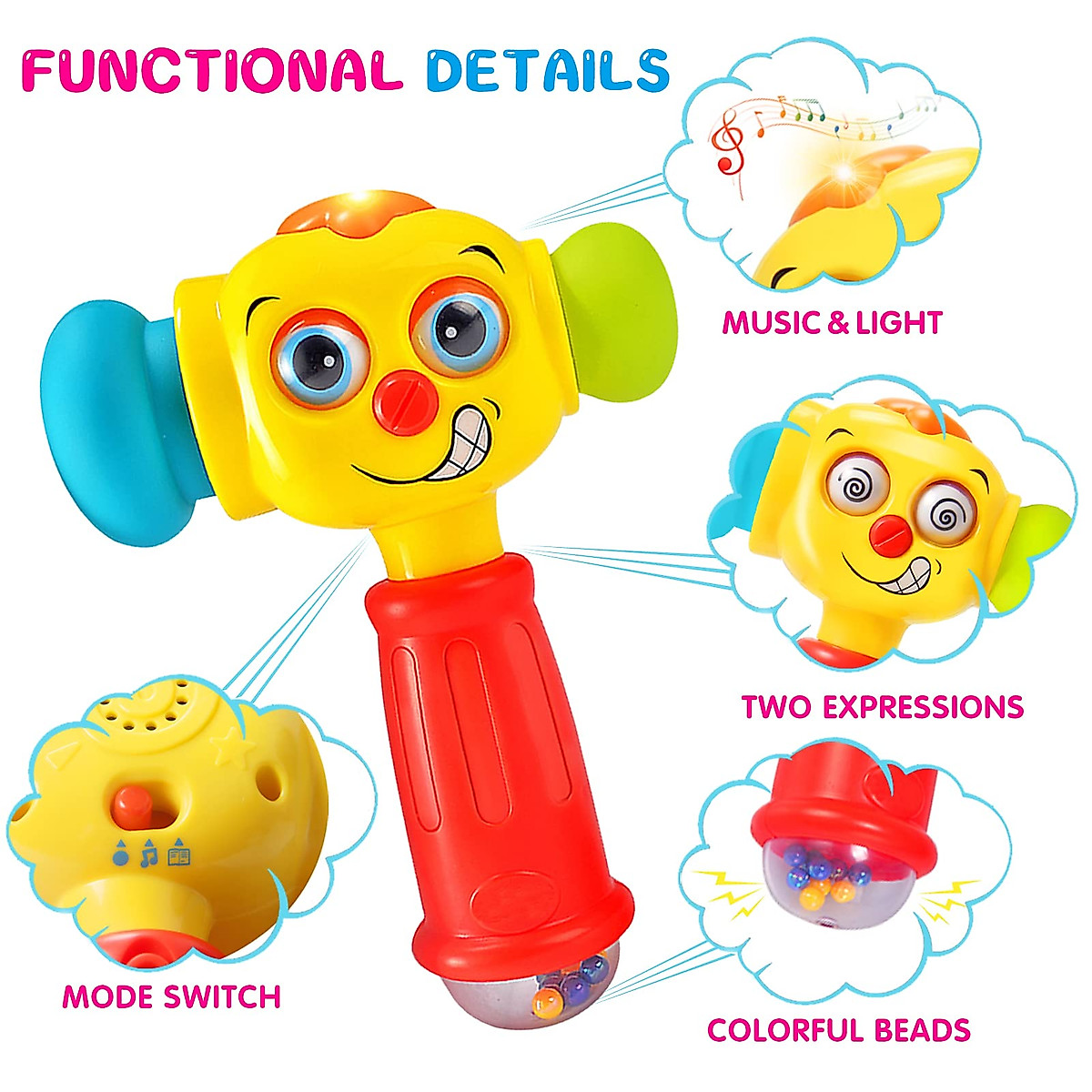 SYAOMUNLY Toys for 1 Year Old Boy Girl Early Education Hammer Toys for Toddlers Child Kids Age 2-3 Christmas Birthday Gift for Baby 12-18 Months