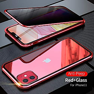 Guppy for iPhone 11 Magnetic Case, Case with Built in Privacy Screen Protector Anti Spy Tempered Glass Slim Metal Aluminum Shockproof Cover Hard Drop Proof Protective Wireless Charging Support