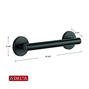 DELTA FAUCET 41812-BL Contemporary Decorative ADA Grab Bar, Matte Black, 12 in