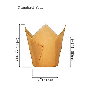 QLSmypkg Muffin Greaseproof paper Baking cupcake cups, 2" x 3 1/2" Natural Tulip Baking Cup Case of 125 pcs (125, Standard)