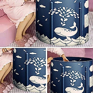 MKSY Portable Folding Bathtub, Eco-Friendly Bathing Tub Soaking Standing Bath Tub for Small Places Shower Stall Separate Family Bathroom SPA (Blue Whale)
