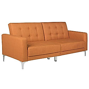 Safavieh Livingston Collection Soho Orange Tufted Foldable Sofa Bed