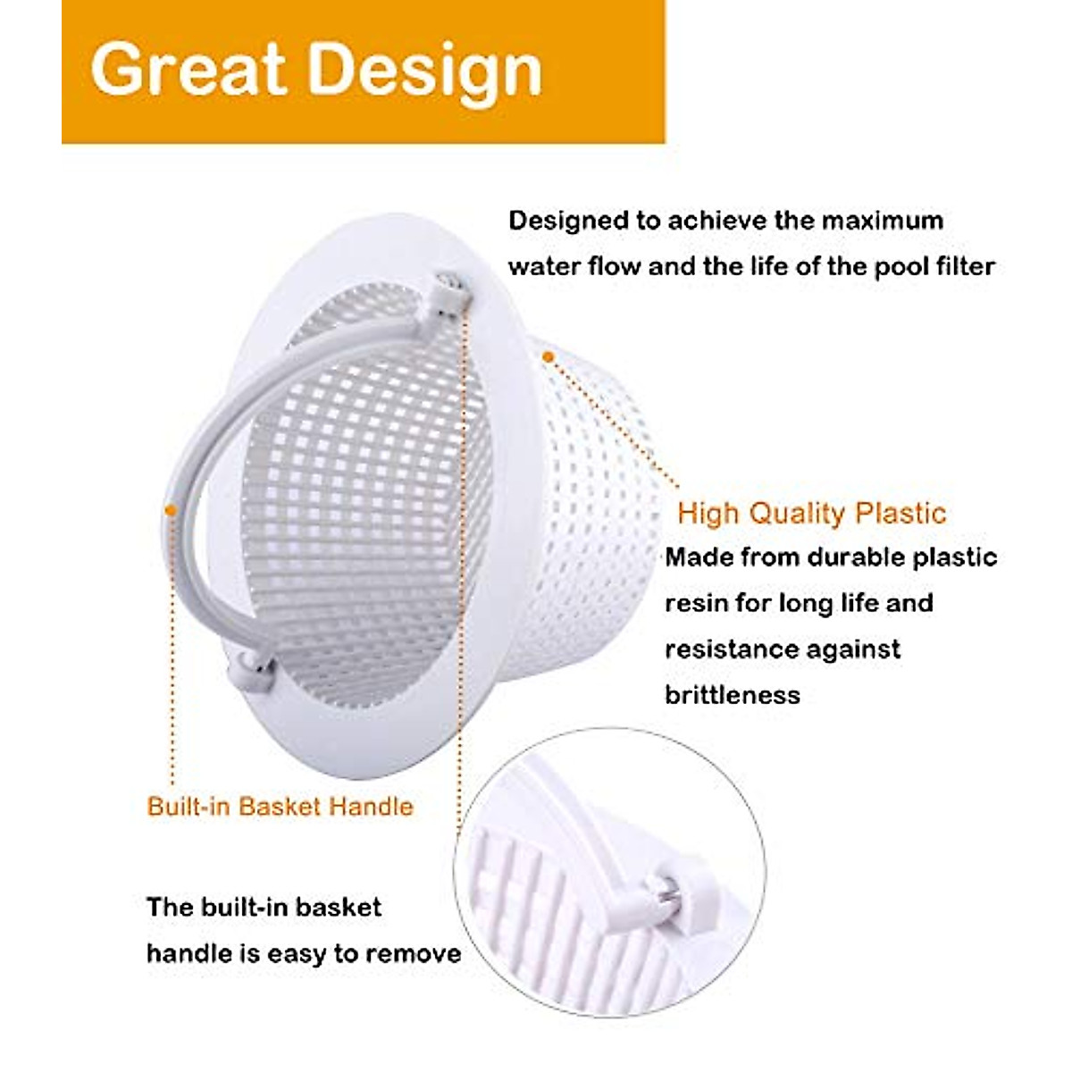 𝟐𝟎𝟐𝟑 𝑼𝙥𝙜𝙧𝙖𝙙𝙚𝙙 SP1091WM Skimmer Basket Replacement for Hayward Pentair HydroSkim, 513330 Dyna-skim Pool Filter Baskets,2PCS 6.25“Top Above Ground Pool Skimmer Baskets