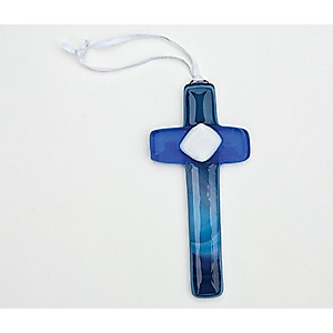 Sentimental Gift for Grandpa from Granddaughter/Grandson for Father's Day/Christmas/Birthday-Handmade in USA Glass Cross-Religious Gift for Grandpa -Gift for Grandfather