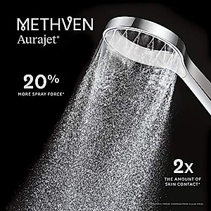 Methven Aio Removable Handheld Shower Head with High Pressure Water Jets, Hose, and Adjustable Arm Mount | Water Saving & High Pressure Spray Technology, Chrome