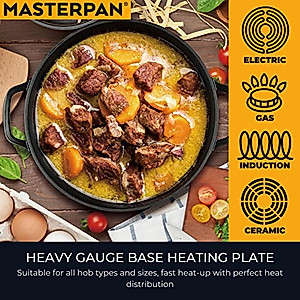 MasterPan 7 Quart Non-Stick Cast Aluminum Dutch Oven Casserole Stockpot 11", Black