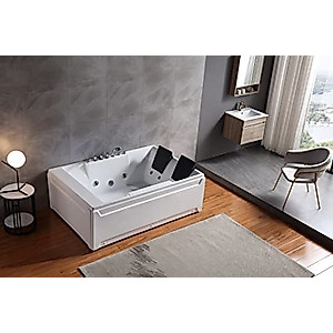 Empava 72-Inch Left Drain Rectangular Alcove Whirlpool Bathtub in White Model 2022
