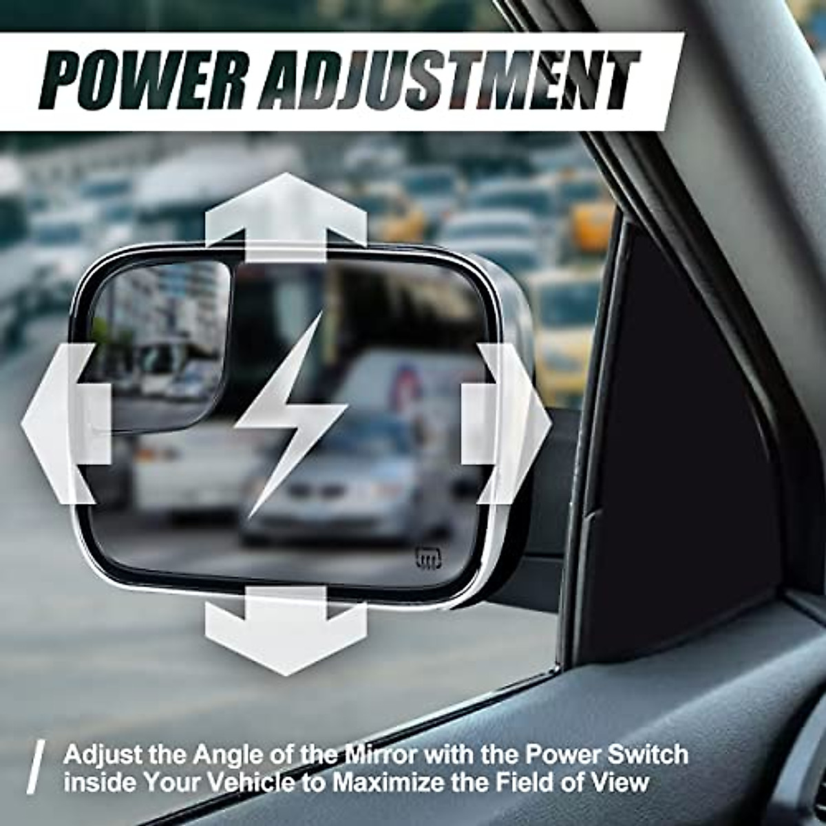 Pair Chrome Power Heated Glass Flip Up Rear View Side Towing Mirrors Compatible with Dodge Ram 1500 2500 3500 02-08