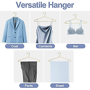 17.7'' Gold Metal Hangers 30 Pack Heavy Duty, Strong Wire Clothes Hangers with Notches, Space Saving Hangers Bulk for Standard Size Coats, Shirts, Suits, Pants,Gold