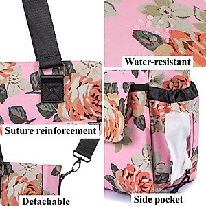 H HIKKER-LINK Womens Large Floral Waterproof Diaper Bag Weekend Bags Handbag for Mom Tote Bag Changing Pad Dark Blue