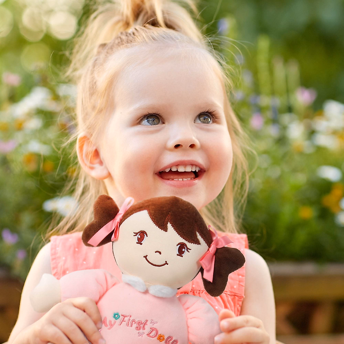 Linzy Plush Soft Plush Baby Doll My First Doll Safe for All Ages Mi Primera Muñeca Stuffed Plush Doll 10''(83561BROWN)