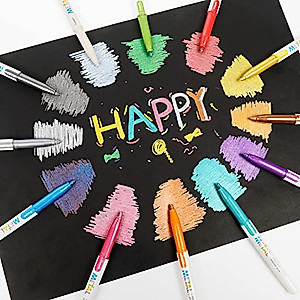 Metallic Markers Permanent Paint Pens: 12 Pack 2MM Medium Tip Metallic Pens for Black Paper, Rock, Pumpkin Painting, Scrapbooking, Egg, Mug, Glass, Fabric, Wood, Photo Album, Drawing & Art Supplies