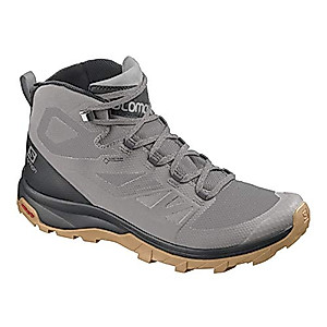 Salomon Outline Mid Gore-TEX Hiking Boots for Men, Frost Gray/Black/Alloy, 10.5