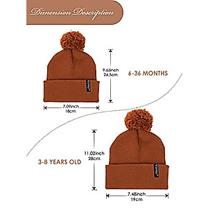 Komorebi Baby Beanie Baby Winter Hat Toddler Knit Hat Cap for Boys Girls Beanies Infant Double Layer Pom Pom Hats 01 Red 6-36 Months