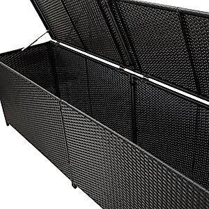 BIGBARLEY Outdoor Storage Box for Food Deliveries, Patio Tools,Outdoor Cushions & Pillows, Garden Supplies, Pet Stuff and Pool Accessories, Poly Rattan 78.7"x19.6"x23.6" Black