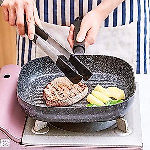 9in Aluminum Non-Stick Square Grill Pan Steak Fry Pans Multi-Function Snowflake Striped Frying Pan