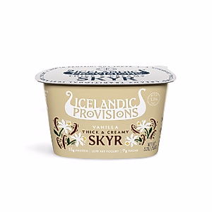 Icelandic Provisions 5.3oz Traditional Skyr Yogurt, Vanilla, Icelandic Cultured Dairy Product With 15g Protein/Serving | Thick & Creamy Texture | More Protein & Less Sugar Than Yogurt