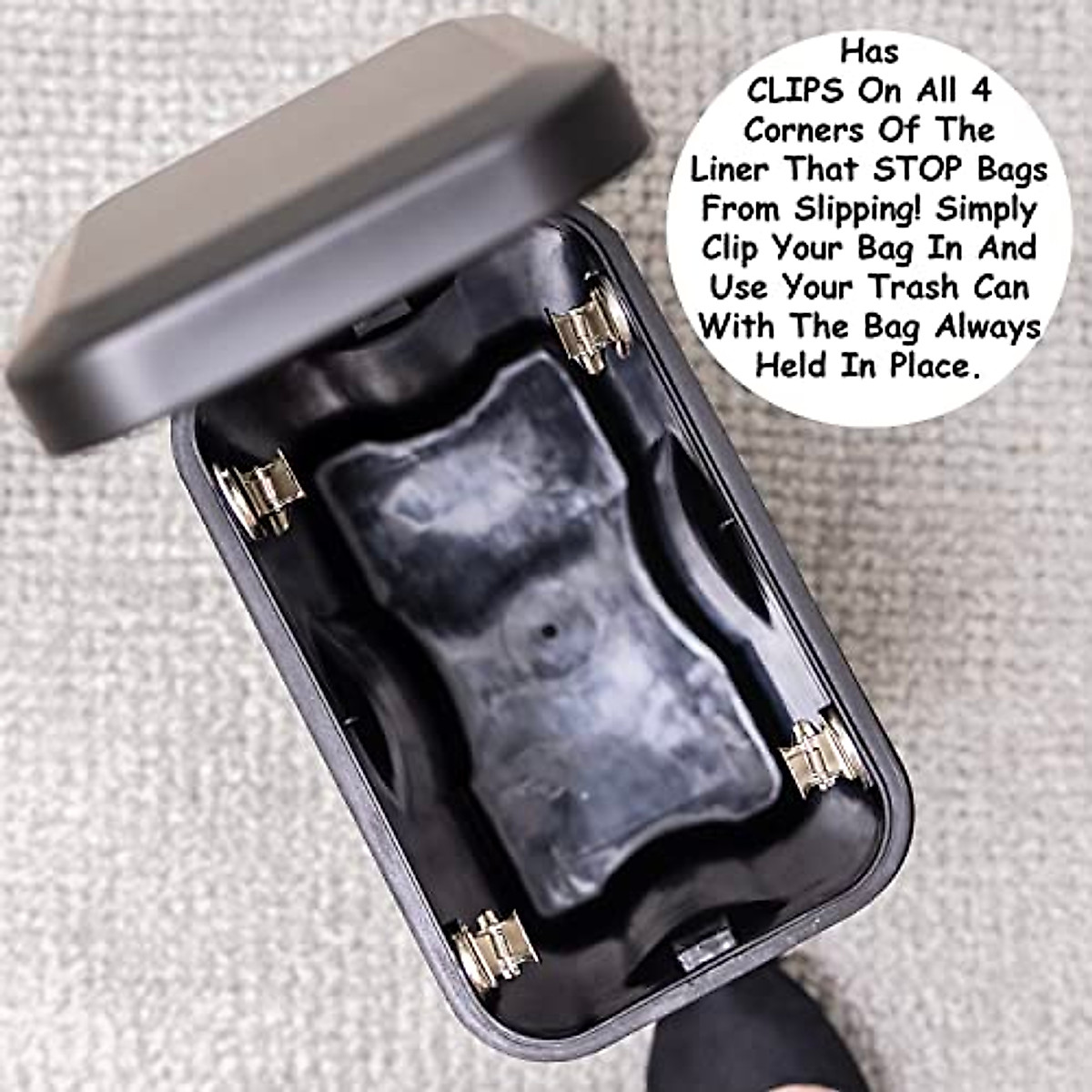 Homie Soft Close, Slim Trash Can 3.2 Gallon with Anti - Bag Slip Liner and Lid, Use as Mini Garbage Basket, Slim Dust Bin, or Decor in Bathroom, Restroom, Kitchen, or Bedroom (Matte Black)