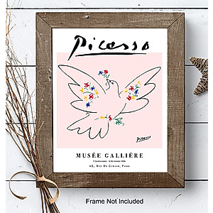 Pablo Picasso Minimalist Wall Art - Abstract Mid Century Modern Gallery Wall Art- Museum Poster - Line Art Wall Decor- Aesthetic Room Decor- Boho Wall Decor- The Impressionists - Dove of Peace