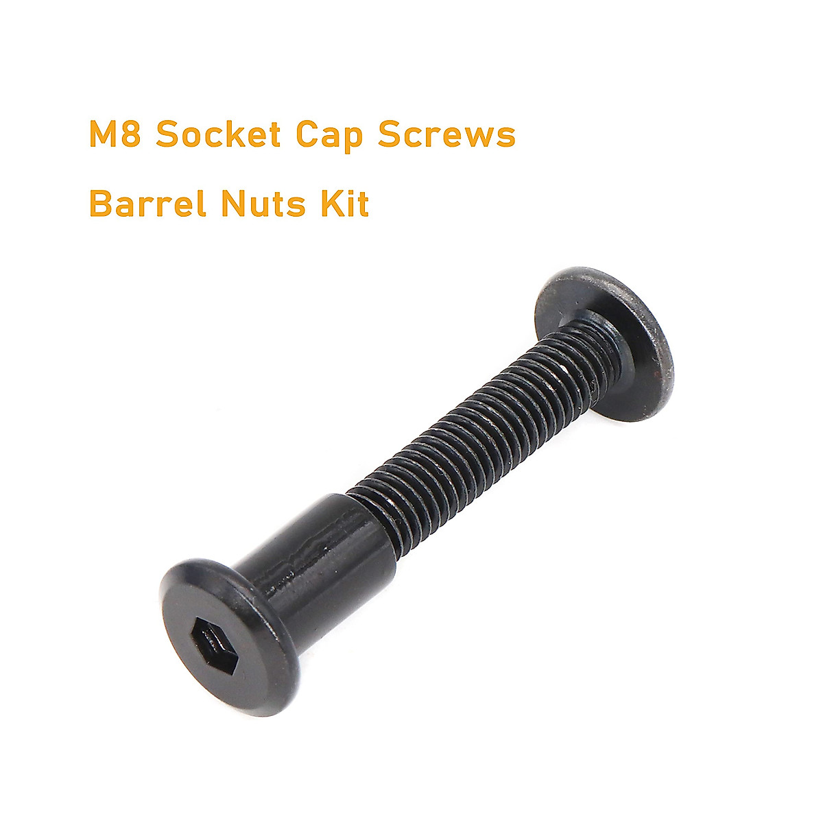 binifiMux 50pcs Black M8 Countersunk Rivet Socket Cap Connecting Bolts Cap Nuts Assortment Kit, M8 x 20mm/25mm/30mm/35mm/40mm