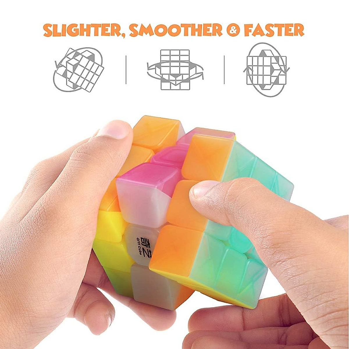 D-FantiX QY Toys Warrior W 3x3 Speed Cube Jelly 3x3x3 Magic Cube Puzzles Transparent Pastel Color