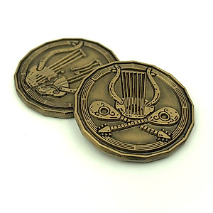 Dice Dungeons Bard Character Coin Miniature Pack (Gold 5 Pack) - Perfect for Bardic Inspiration and Character Tracking