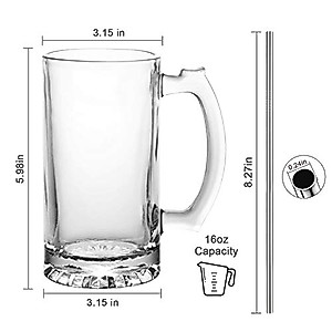 QAPPDA Beer Mugs Set,Glass Mugs With Handle 16oz,Large Beer Glasses For Freezer,Beer Cups Drinking Glasses 500ml,Pub Drinking Mugs Stein Water Cups For Bar,Alcohol,Beverages Set of 8 KTZB02…