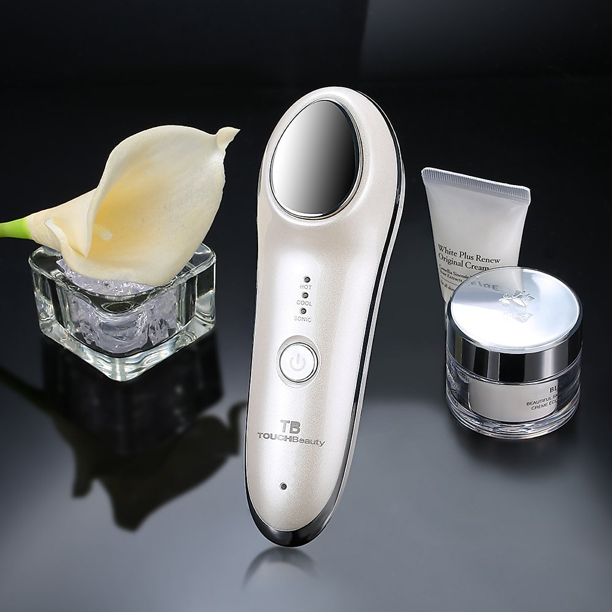 TOUCHBeauty Hot & Cold Facial Massager - Handheld Vibration Skin Rejuvenating Relaxation Device for Smoother Tighter Face, Skincare Warming & Cooling Beauty Tool for Women