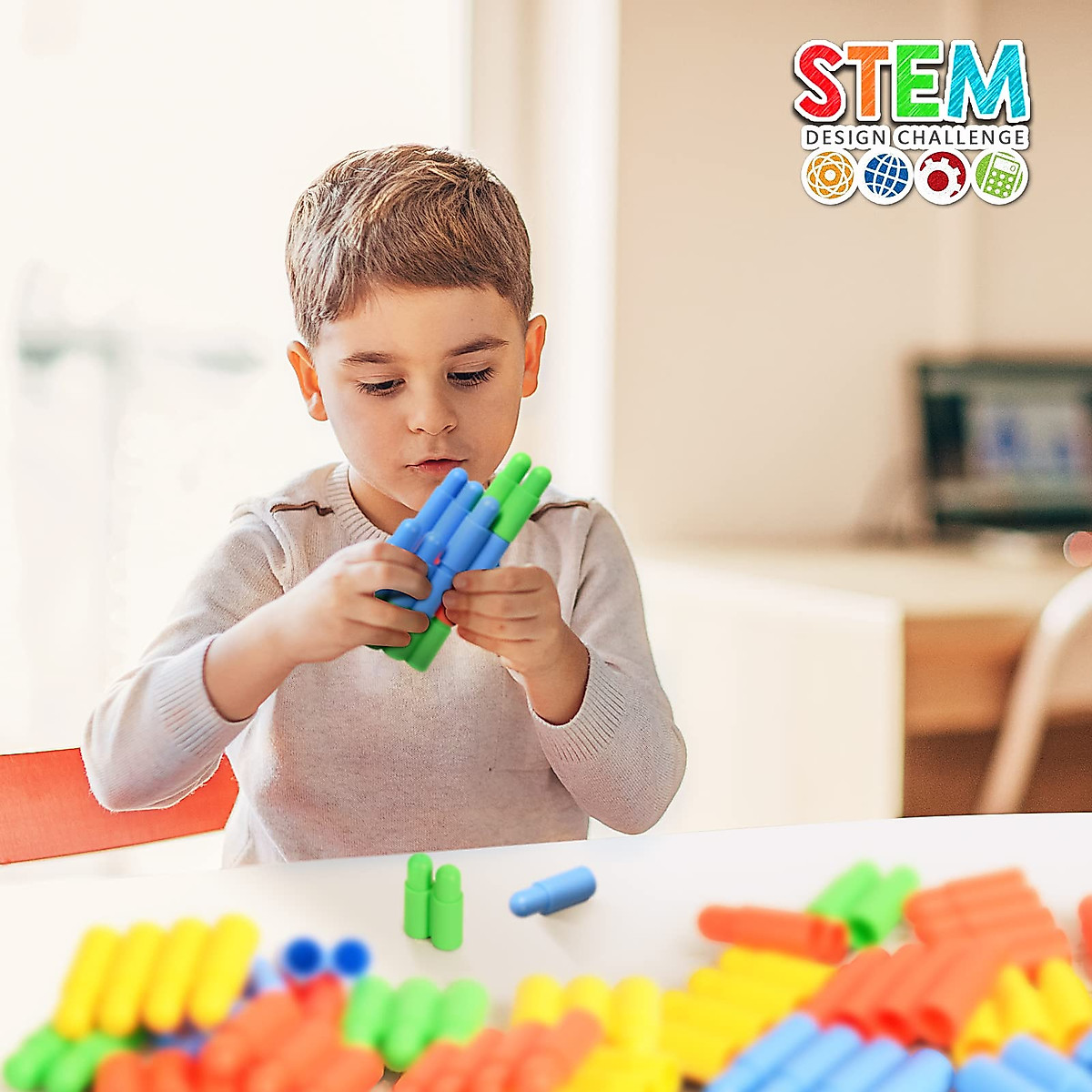 ZOZOPLAY Building Blocks, Toddler Building Toys, STEM Toys, Toy Building Sets, Learning Toys, Building Toys for Kids Ages 4-8,58pcs Toddler Blocks with Storage Box, Gifts for Boys Girls Kids