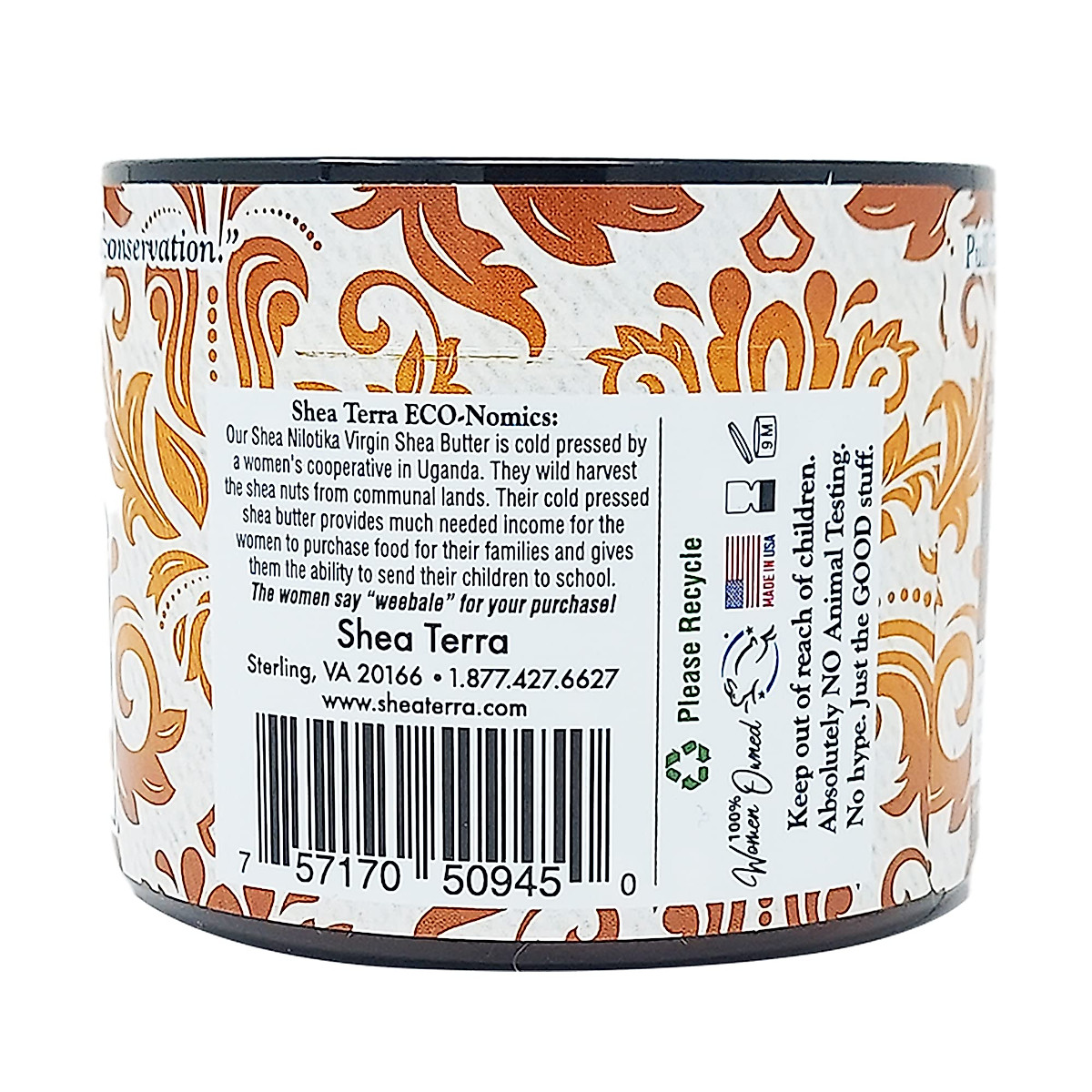 Shea Terra Organics 100% Organic Cold-Pressed Virgin Shea Butter – Fragrance-Free | Natural Anti-Aging Daily Skin, Nails & Hair Cream to Soften Dry Skin, Reduce Wrinkles & Stretch Marks – 6 oz