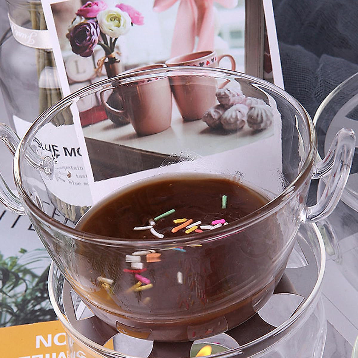 jojofuny 1 Set Double Boiler Pot Set for Melting Chocolate Clear Glass Chocolate Melting Pot - Melting Heat Proof Bowl for Cheese Butter Candy Candle