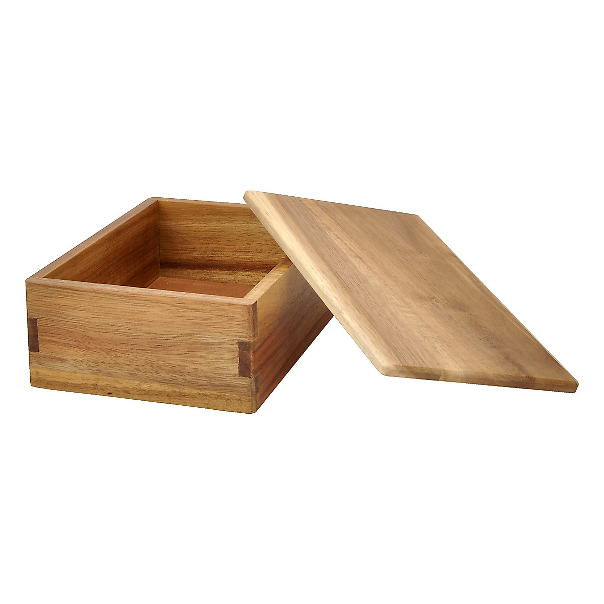 Spiretro Wooden Storage Box with Lid, Stash Box, Keepsake Chest to Organize Jewelry, Coins, Cards, Small Treasure, Handmade Natural Acacia Decorative Crate, Brown- 8 x 6 x 3 inches