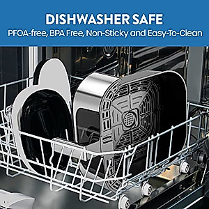 ECOWELL TXS5T2 Air Fryer, 6 Quart Airfryer, Large Stainless Steel Air Fryers for 3-5 People, 8 Food Presets, Digital Touch Screen, Healthy Cooking, BPA-Free, Nonstick & Dishwasher-Safe, 1700W, Black