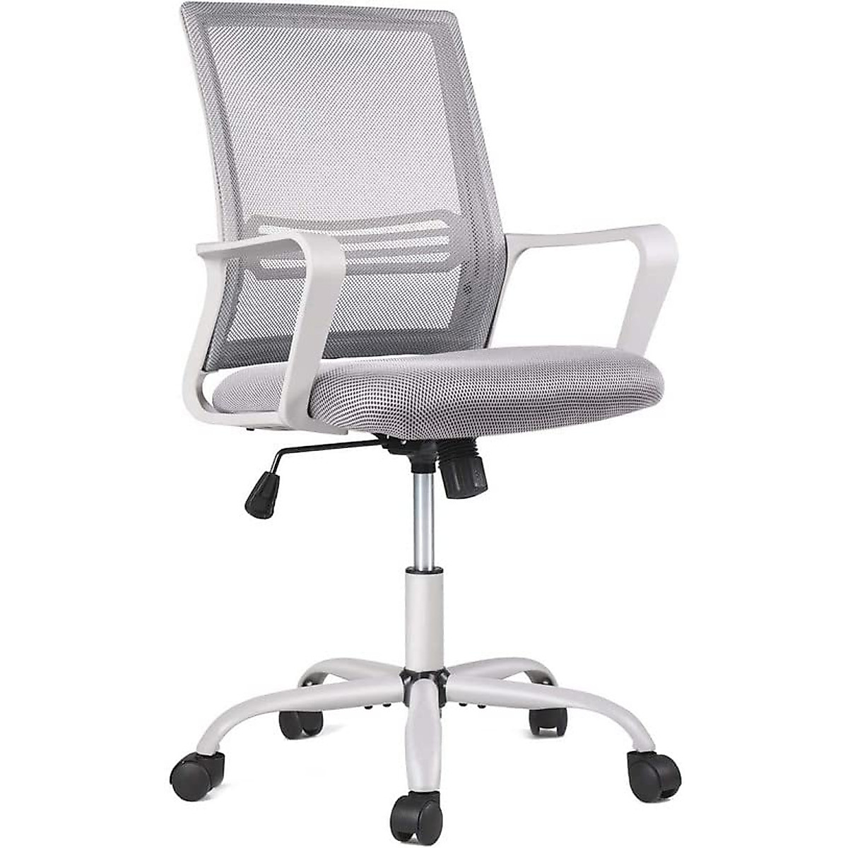 Home Office Chair, Ergonomic Computer Executive Task Desk Mesh Mid High Back with Lumbar Support, Armrest, Rocking Swivel Tilt Function, Wheels, Sponge Seat Cushions for Adult
