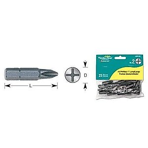 Timberline - 25 Pc # 2x2" Phillips Tips (608-639)